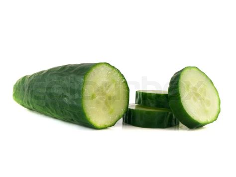 Sliced Cucumber With Slices Isolated On White Stock Image Colourbox