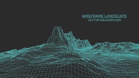 Premium Vector Abstract Landscape Background Mesh Structure Polygonal Wireframe Background