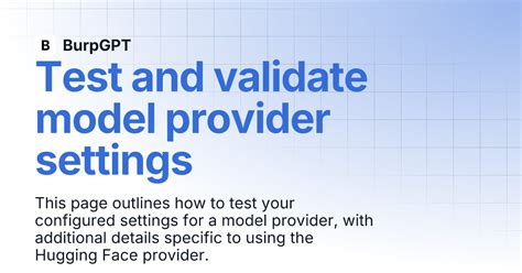 Test And Validate Model Provider Settings Burpgpt