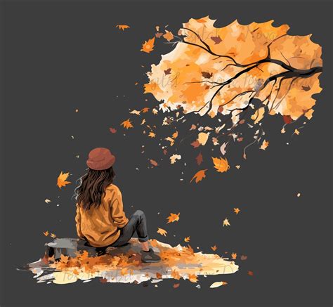 Woman Sitting Under Fall Tree PNG SVG Digital Download Great For Sublimation Design