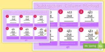 Subtraction Column Method Digit Numbers Poster