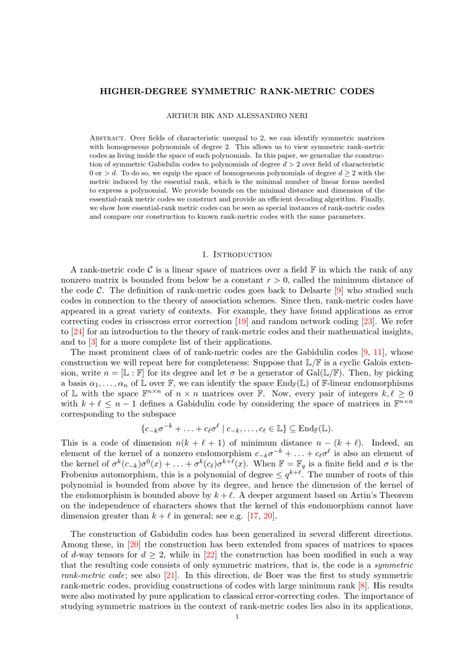 pdf higher degree symmetric rank metric codes