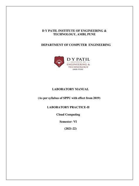 CC Lab Manual Dypiet D Y PATIL INSTITUTE OF ENGINEERING TECHNOLOGY AMBI PUNE DEPARTMENT OF