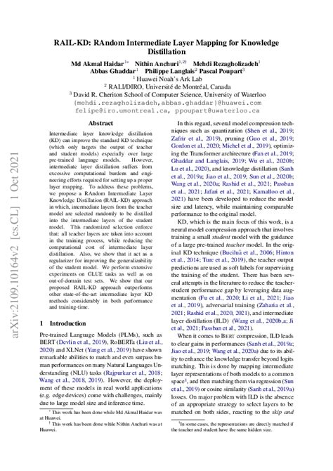 Pdf Rail Kd Random Intermediate Layer Mapping For Knowledge Distillation