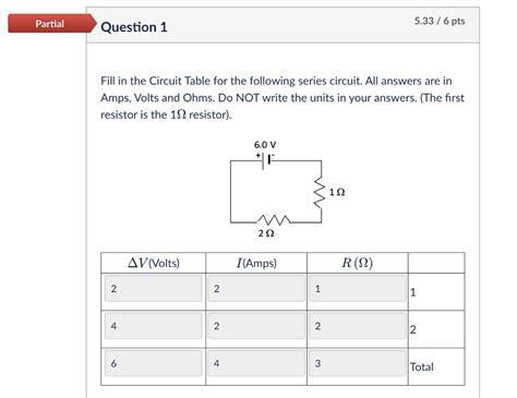 [Solved]: Fill in the Circuit Table for the following seri