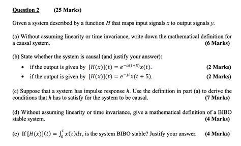 Solved Question Marks Given A System Described By A Chegg