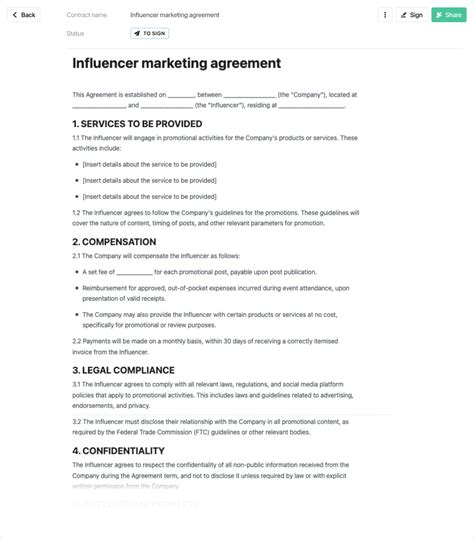 Influencer Agreement Template Free To Use