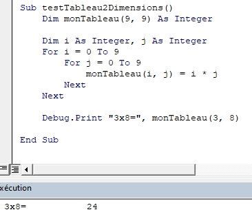 Dimension D Un Tableau Vba