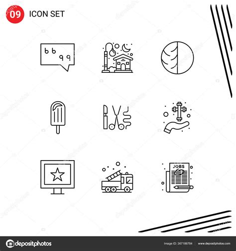 Set Vector Outlines Grid Ice Cream Dermatology Beach Skin Editable Stock Vector By ©flatart