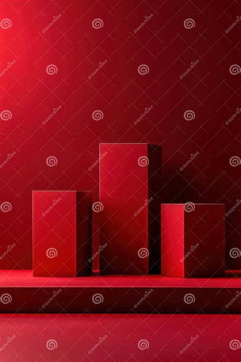 Red Background With Three Cubes Of Varying Sizes Creating A Geometric And Minimalist Abstract