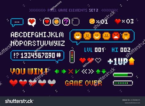 Bit Pixel Arcade Game Elements Icons Stock Vector Royalty Free Shutterstock