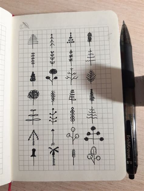 Простые рисунки для личного дневника ежедневника планера простой рисунок деревья листья