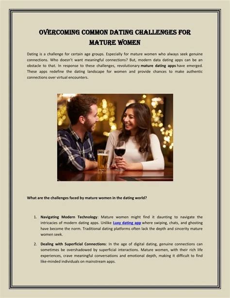 Ppt Overcoming Common Dating Challenges For Mature Women Powerpoint
