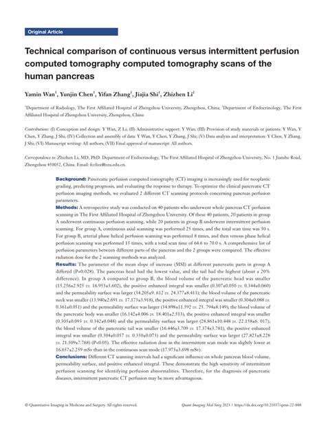 Pdf Technical Comparison Of Continuous Versus Intermittent Perfusion Computed Tomography