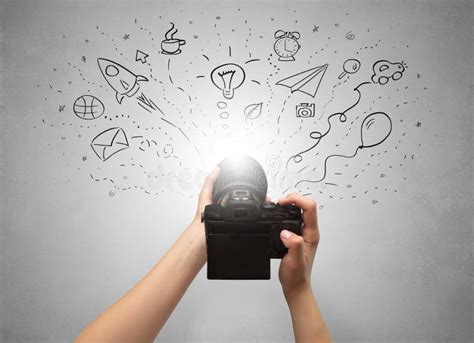 Hand Photo Shooting With Photo Ideas Concept Stock Photo Image Of Doodle Landscape