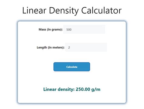 Linear Density Calculator Savvy Calculator