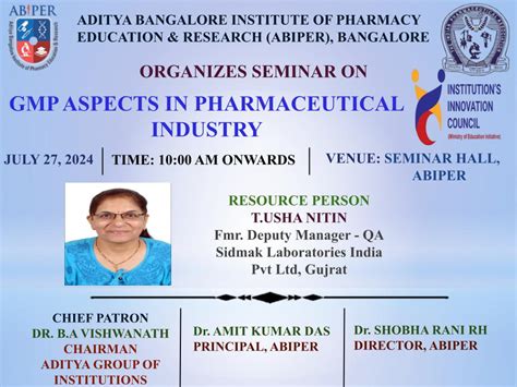 GMP Aspects In Pharmaceutical Industry Aditya Pharmacy