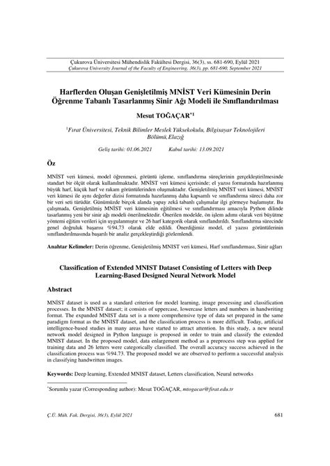 PDF Classification Of Extended MNIST Dataset Consisting Of Letters With Deep Learning Based