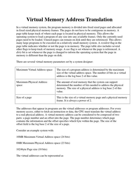 Virtual Memory Address Translation Pdf Computer Data Storage Cpu