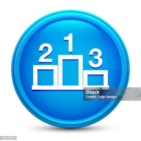 연단 아이콘 유리 빛나는 파란색 둥근 버튼 고립 된 디자인 벡터 일러스트 1위에 대한 스톡 벡터 아트 및 기타 이미지 1위