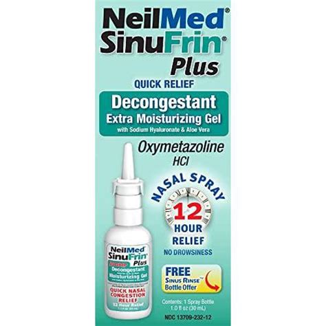 Neilmed Sinufrin Plus Decongestant 12 Hour Nasal Congestion
