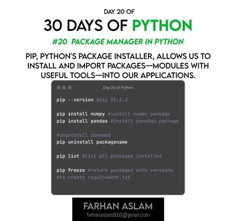 Python Day20 Codingchallenge 30daysofpython Developerjourney Pip
