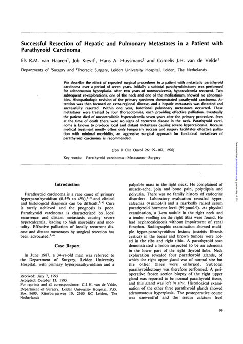 Pdf Successful Resection Of Hepatic And Pulmonary Metastases In A