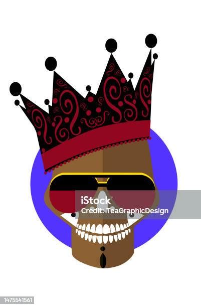 왕관과 선글라스를 쓴 아프리카 왕 해골 기호 보라색 원이 있는 재미있고 멋진 낙서 만화 캐릭터 건축에 대한 스톡 벡터 아트 및 기타 이미지 Istock