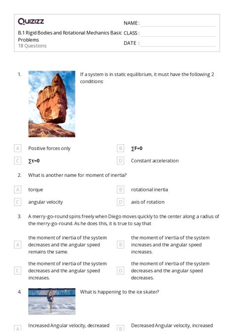 50 torque and angular momentum worksheets for 11th year on quizizz