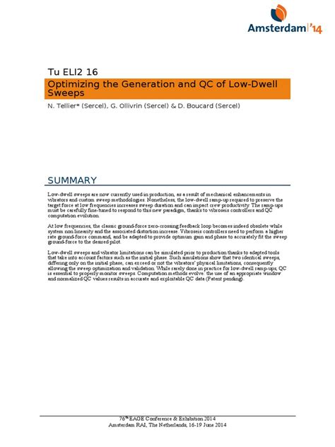 Optimizing Low Dwell Sweeps Simulating Sweep Design Improving