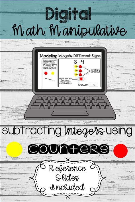 Subtracting Integers Using Counters Digital Integers Subtracting Integers Subtraction