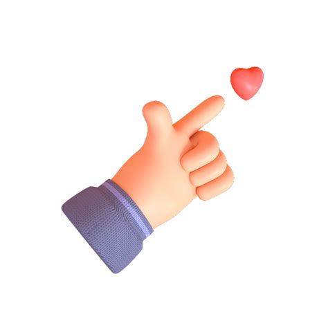 3d可爱卡通发送爱心手势