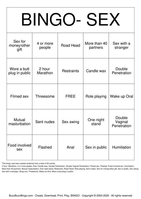 Bingo Sex Bingo Cards To Download Print And Customize