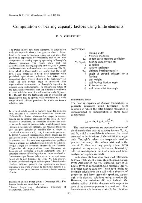 Pdf Computation Of Bearing Capacity Factors Using Finite Elements