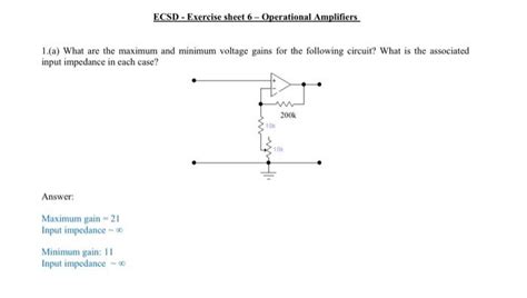 Solved A What Are The Maximum And Minimum Voltage Gains Chegg Com