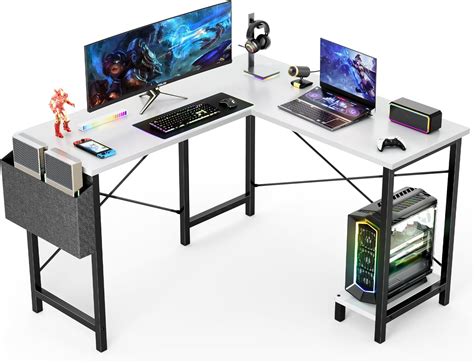 Dumos L Shaped Computer Desk Wood Corner Pc Gaming Table