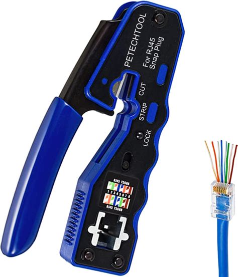 RJ45 Crimp Tool Pass Through Crimper Cutter For Cat6a Cat6 Cat5 Cat5e 8P8C Modular Connector