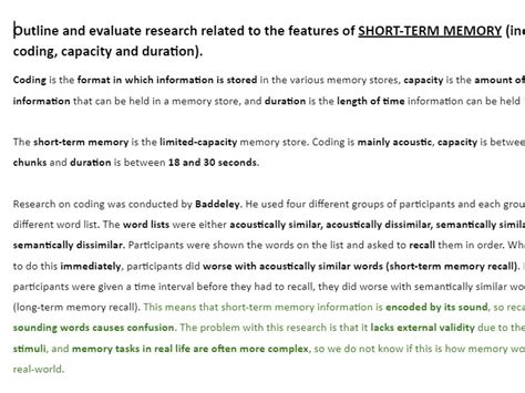 Model 16 Mark Essays Memory Teaching Resources