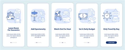 Road Trip Advices Light Blue Onboarding Mobile App Screen Car Travel Walkthrough 5 Steps