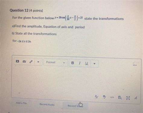 solved question 12 4 points for the given function below
