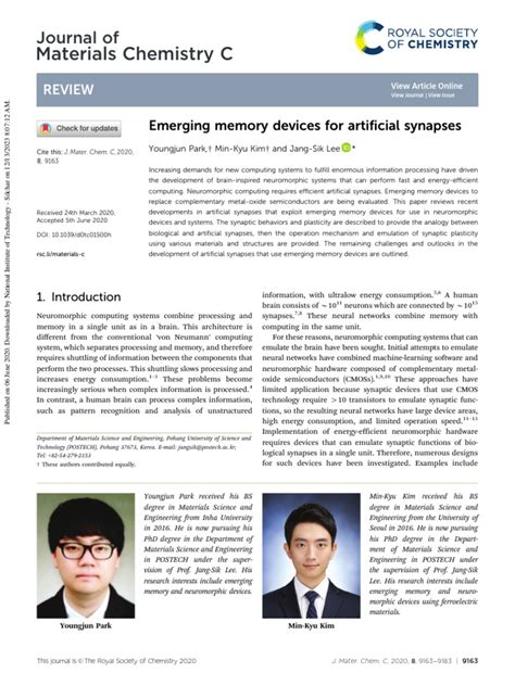 emerging memory devices for artificial synapses pdf synaptic