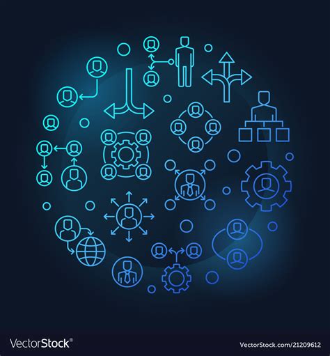 Delegating Round Blue Outline Creative Royalty Free Vector