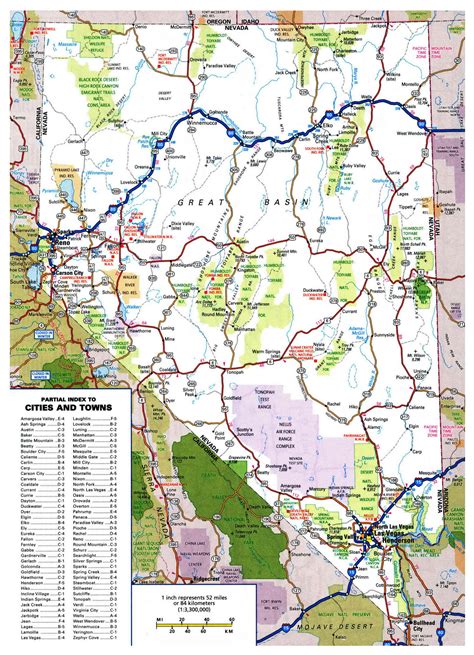 Large Detailed Roads And Highways Map Of Nevada State With National