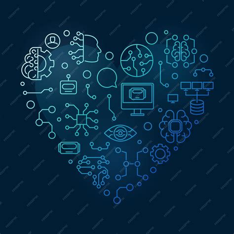 Premium Vector Machine Learning Concept Vector Outline Blue Heart
