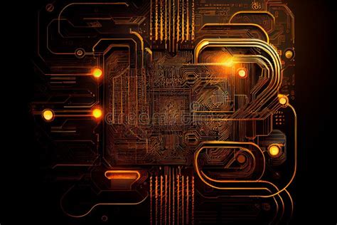 Abstract Circuit Cyberspace Design Created With Generative Ai Technology Stock Illustration