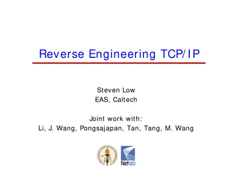 [ppt] Reverse Engineering Tcp Ip Reverse Engineering Tcp Ip Steven Low Powerpoint