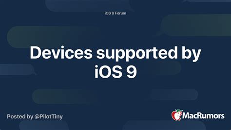 Devices Supported By Ios 9 Macrumors Forums