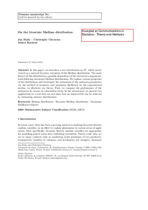 Pdf On The Bivariate Skellam Distribution