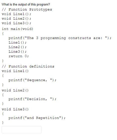Solved What Is The Output Of This Program Function
