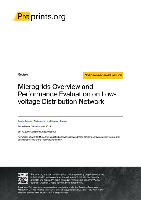 PDF Microgrids Overview And Performance Evaluation On Low Voltage Distribution Network